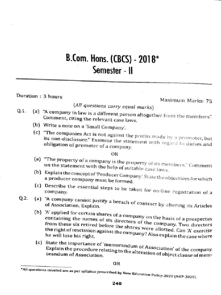 CL Previous Year Questions | PDF | Share (Finance) | Proxy Voting