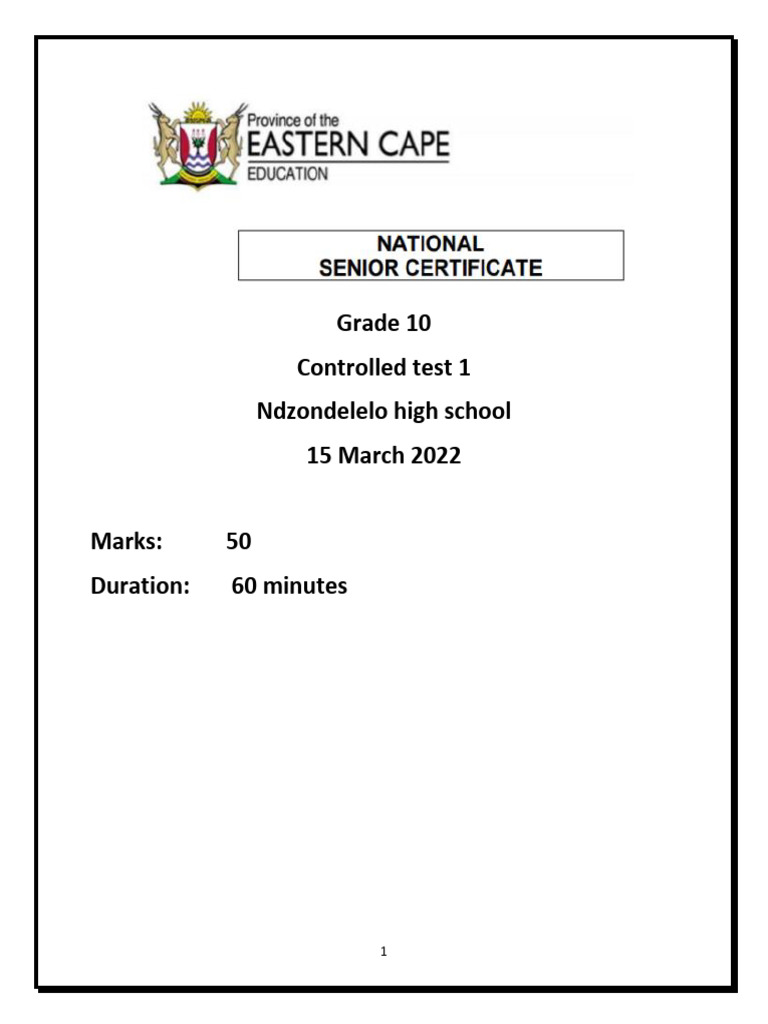 Grade 10 Term 1 Controlled Test-1 | PDF | Enzyme | Carbohydrates