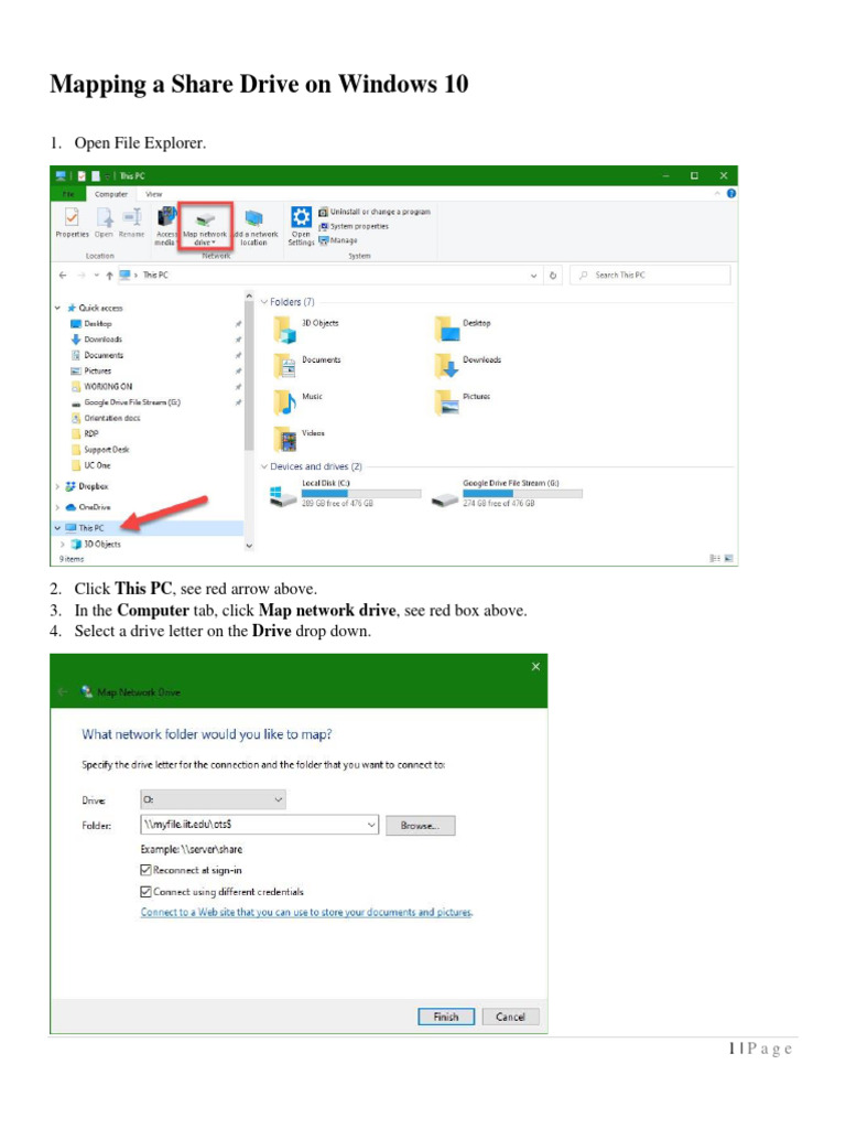 Mapping Share Drive Windows10 | PDF | Computers