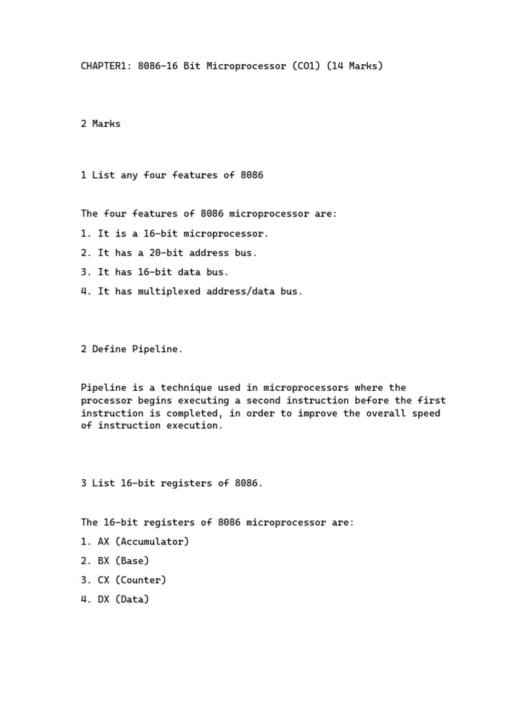 Mic Unit1 Solutions Download Free Pdf Assembly Language Computer Engineering 