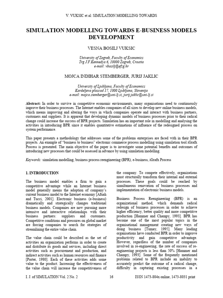 E-Business Model Simulation Methodology | PDF | Business Process ...