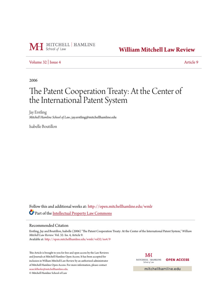 The Patent Cooperation Treaty - at The Center of The International ...
