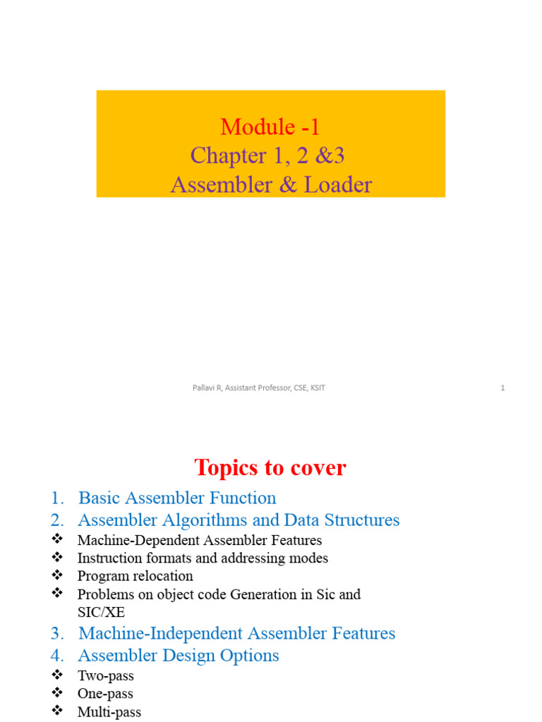 Module 1 Chapter 2 3 Assembler and Loader | PDF | Assembly Language ...