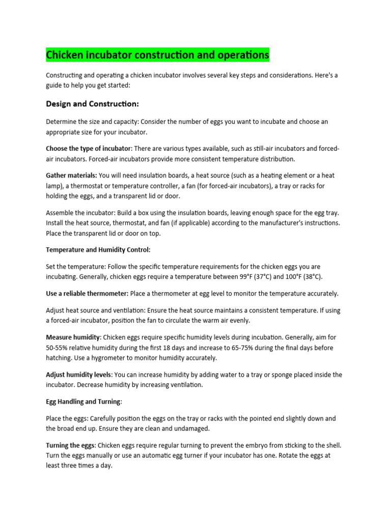 Chicken incubat-WPS Office | PDF | Humidity | Chicken