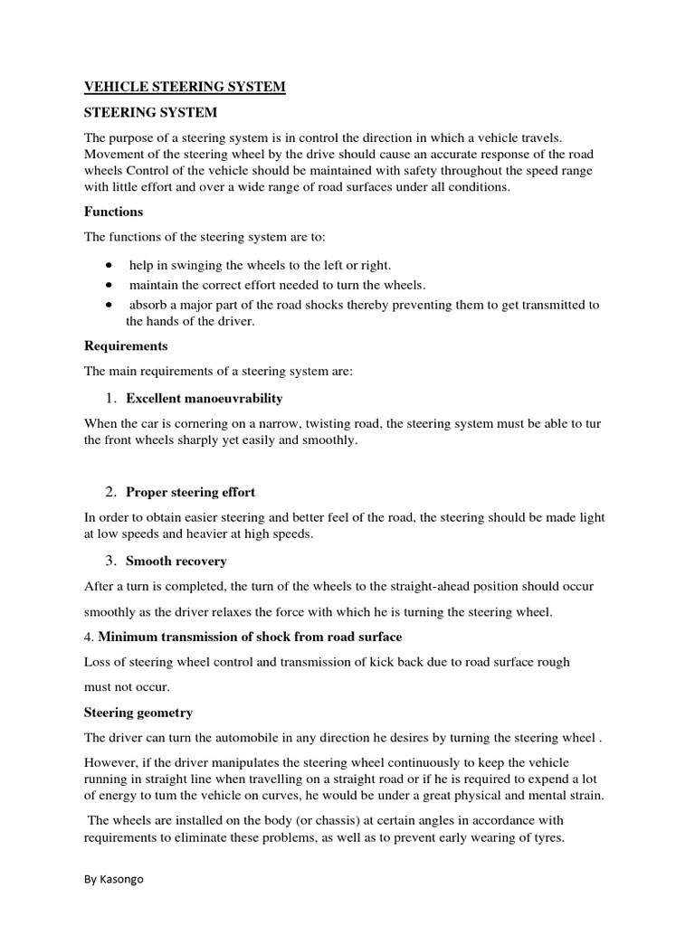 Vehicle Steering System | PDF | Steering | Pump