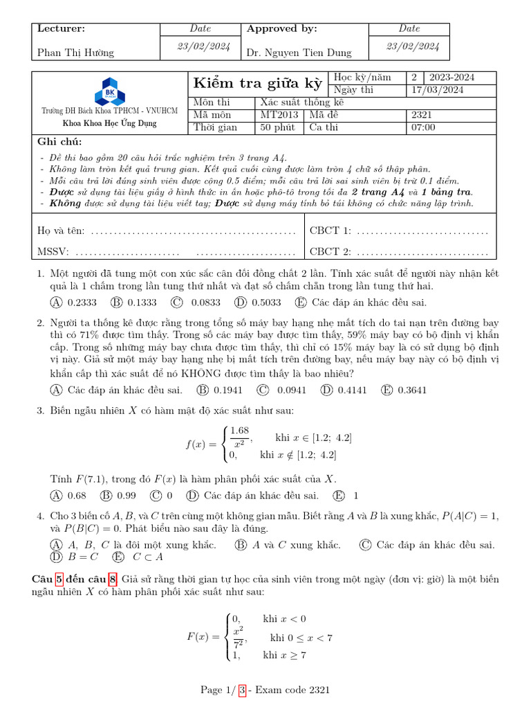 GK-HK232 - 4 mã đề | PDF