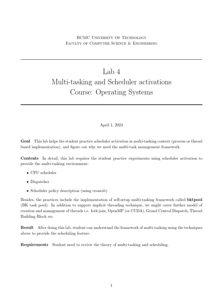 Lab4 Scheduling | PDF | Thread (Computing) | Scheduling (Computing)