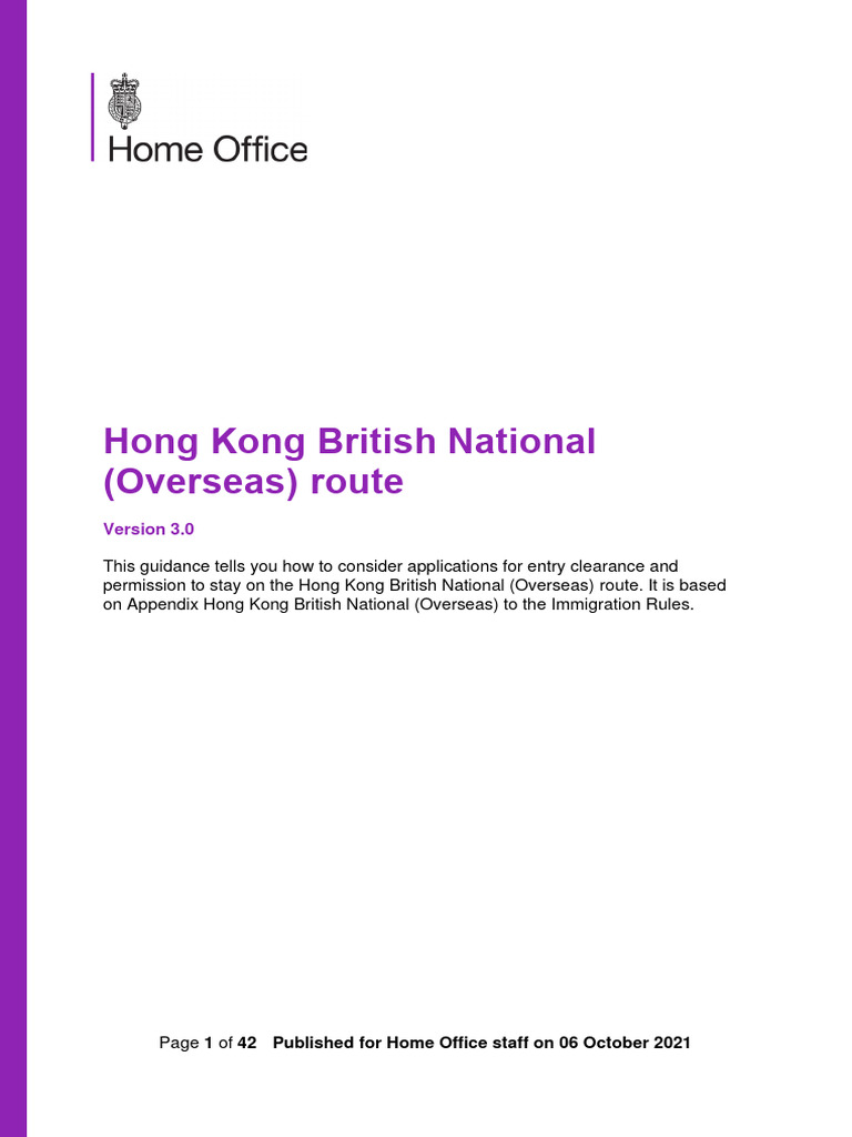 Guidance on Hong Kong BN(O) Route | PDF | Passport | Government And ...