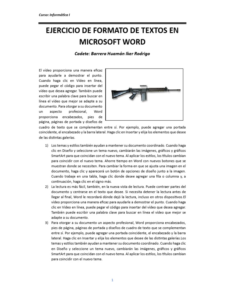 Ejercicio de formato de textos - Informatica I | PDF | Microsoft Word | Vídeo