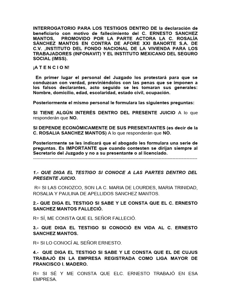 Interrogatorio laboral | PDF