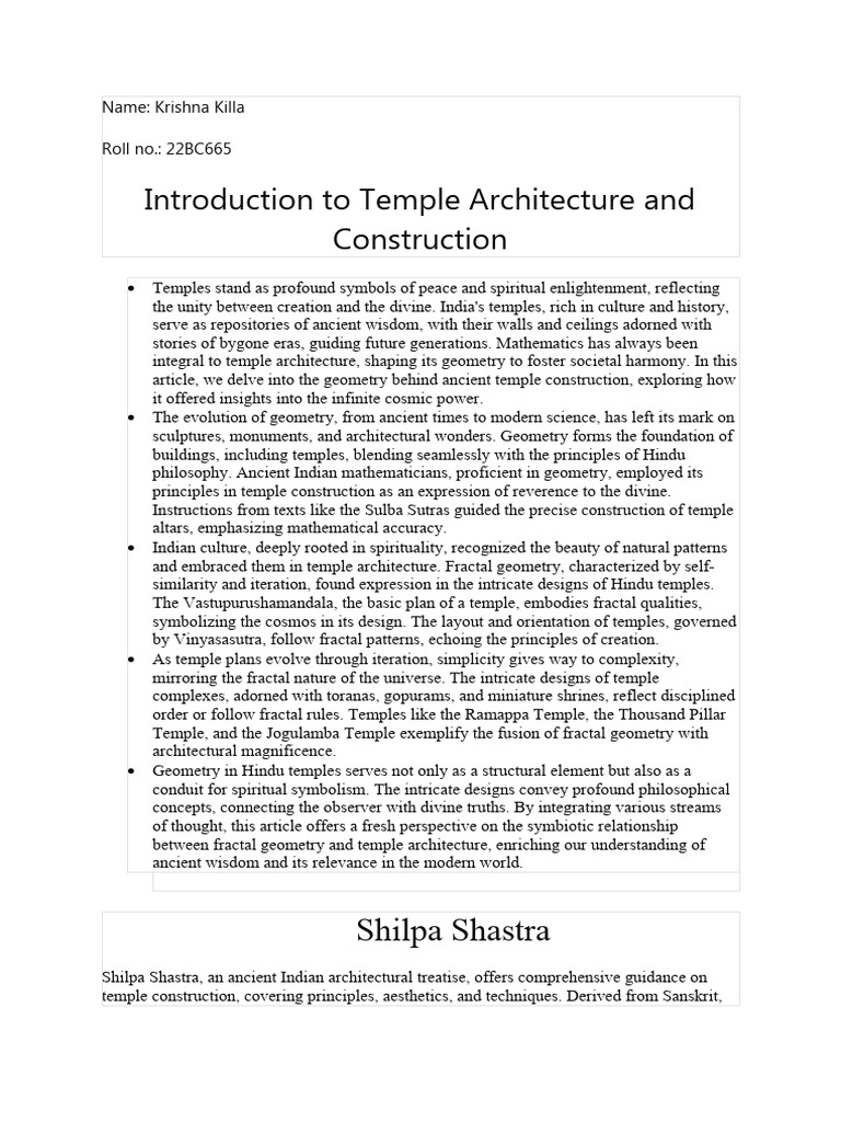 Introduction To Temple Architecture and Construction | PDF | Temple
