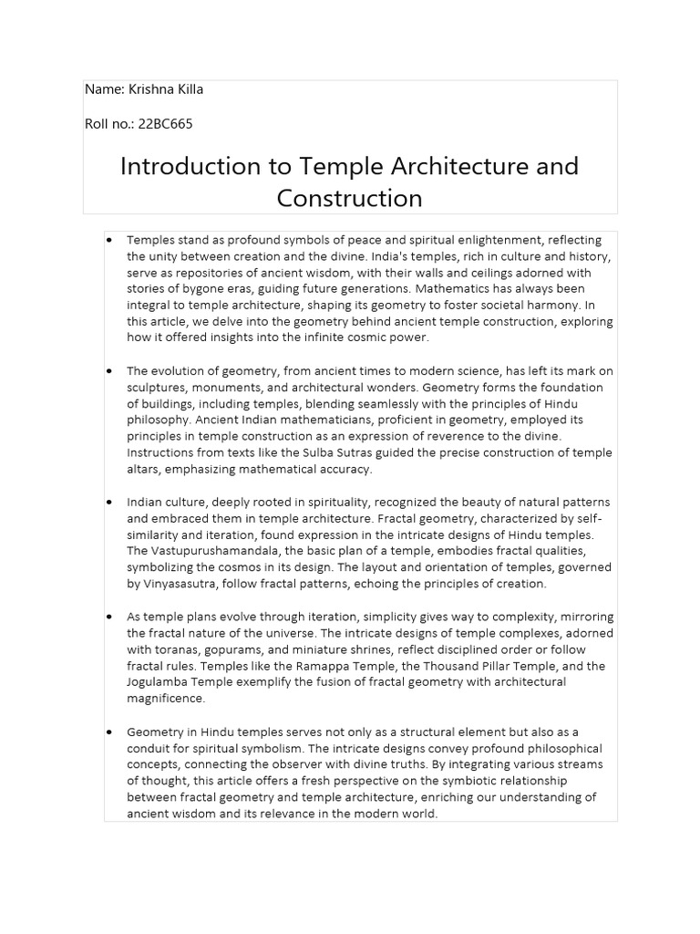 Temple Architecture: Geometry & Design | PDF | Temple