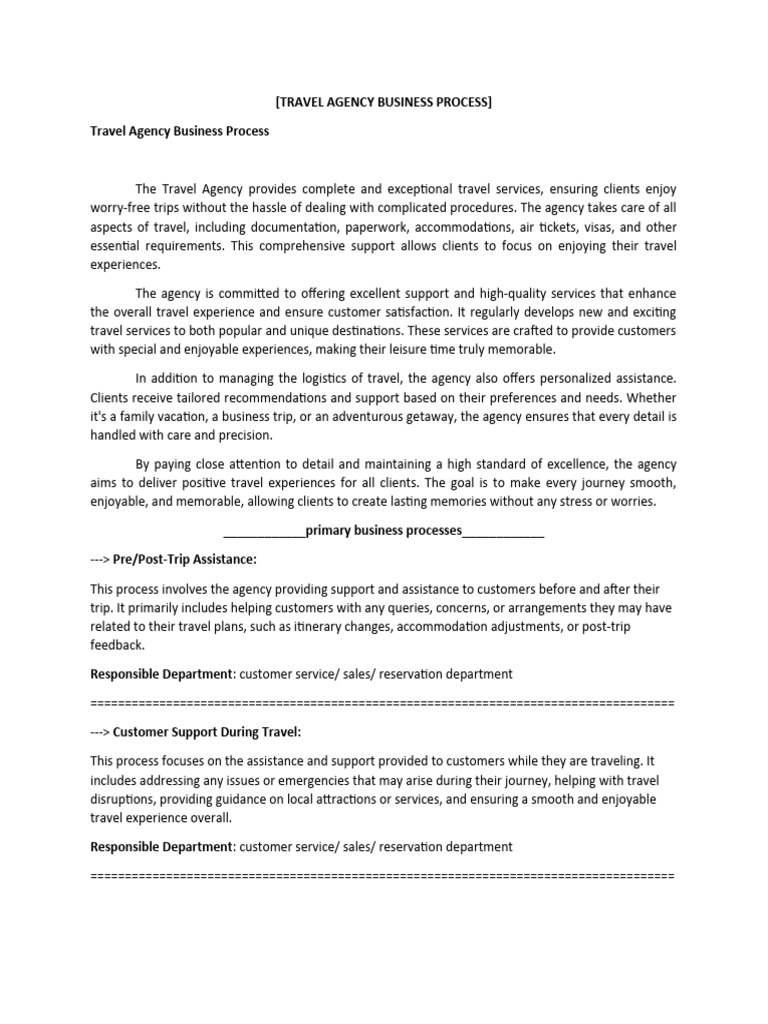 Travel Agency Business Process Overview | PDF | Human Resource ...