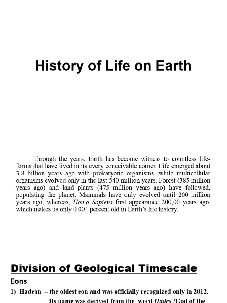 History of Life On Earth | PDF | Natural Selection | Evolution