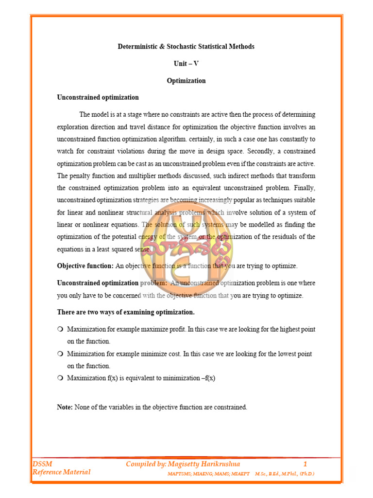 Dssm-U5 MHK | PDF | Mathematical Optimization | Numerical Analysis