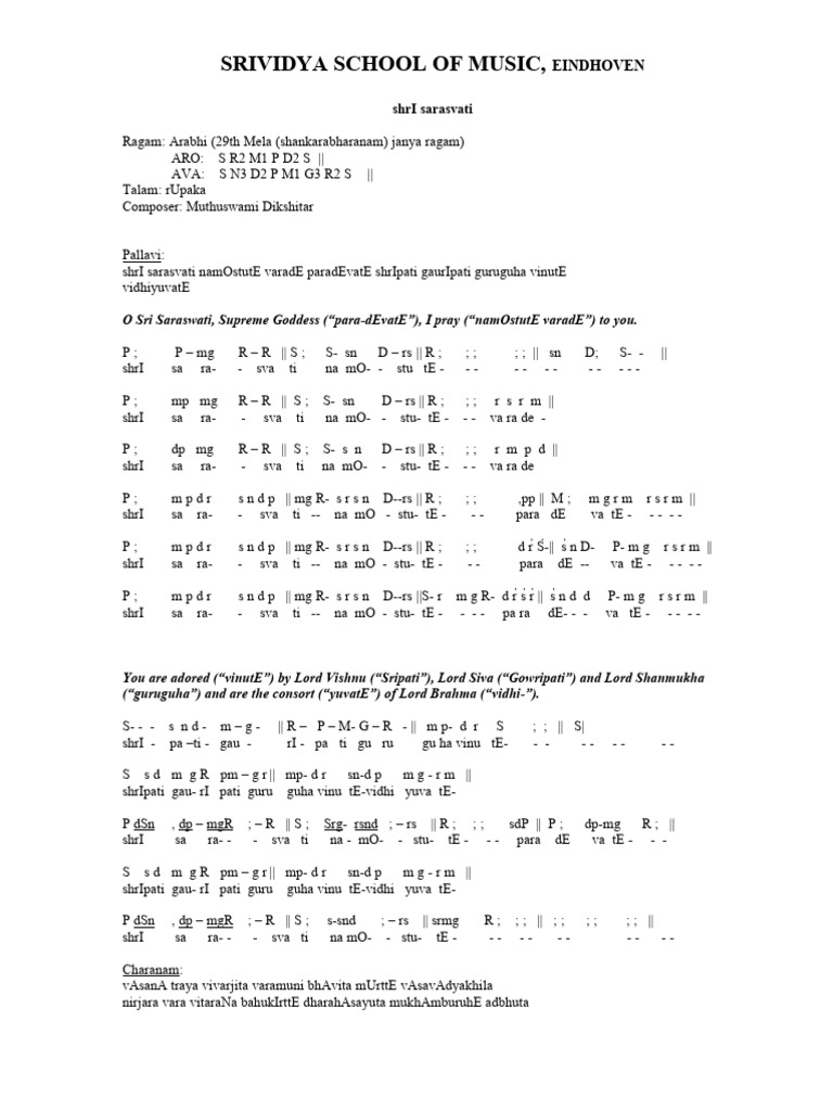 Srisaraswati Arabhi | Download Free PDF | Hindu Deities