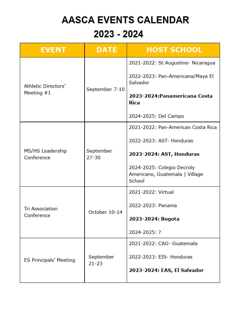 Aasca Events Calendar. 2023 2024 | PDF | Road