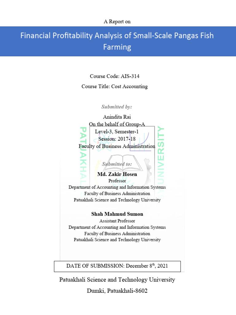 AIS Report Pangas | PDF | Profit (Economics) | Agriculture