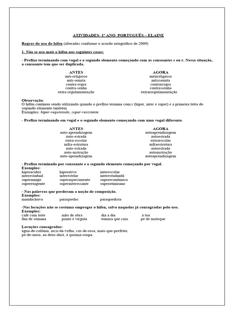 Uso do Hífen no Português Atual | PDF | Símbolos tipográficos ...