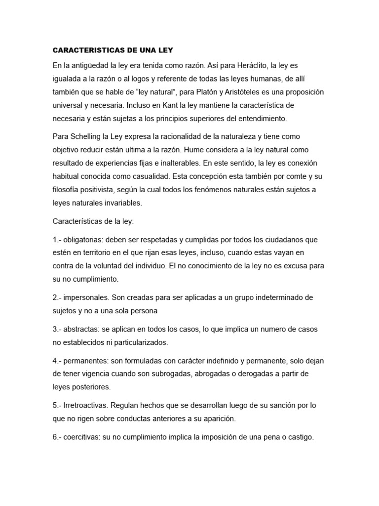 Caracteristicas de Una Ley | PDF | Ciencias sociales | Filosofía