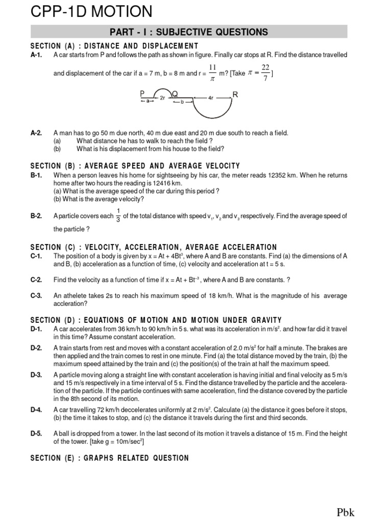 1D-MOTION | PDF | Acceleration | Velocity