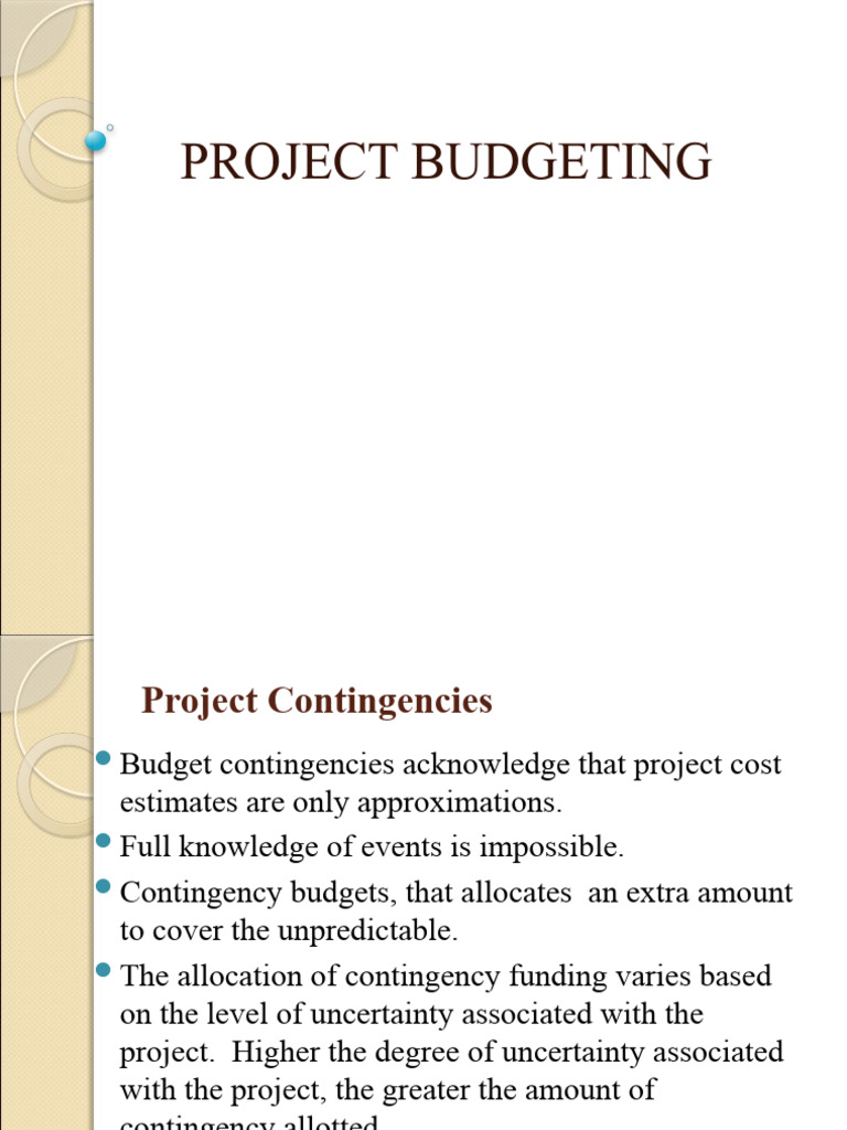 ACF 503 Lec - 4 Project Budgeting | PDF | Project Management | Risk