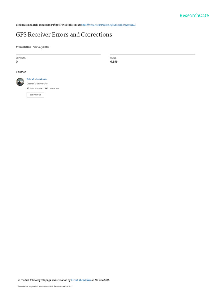 GPSReceiver Errorsand Corrections | PDF | Global Positioning System | Telecommunications Engineering