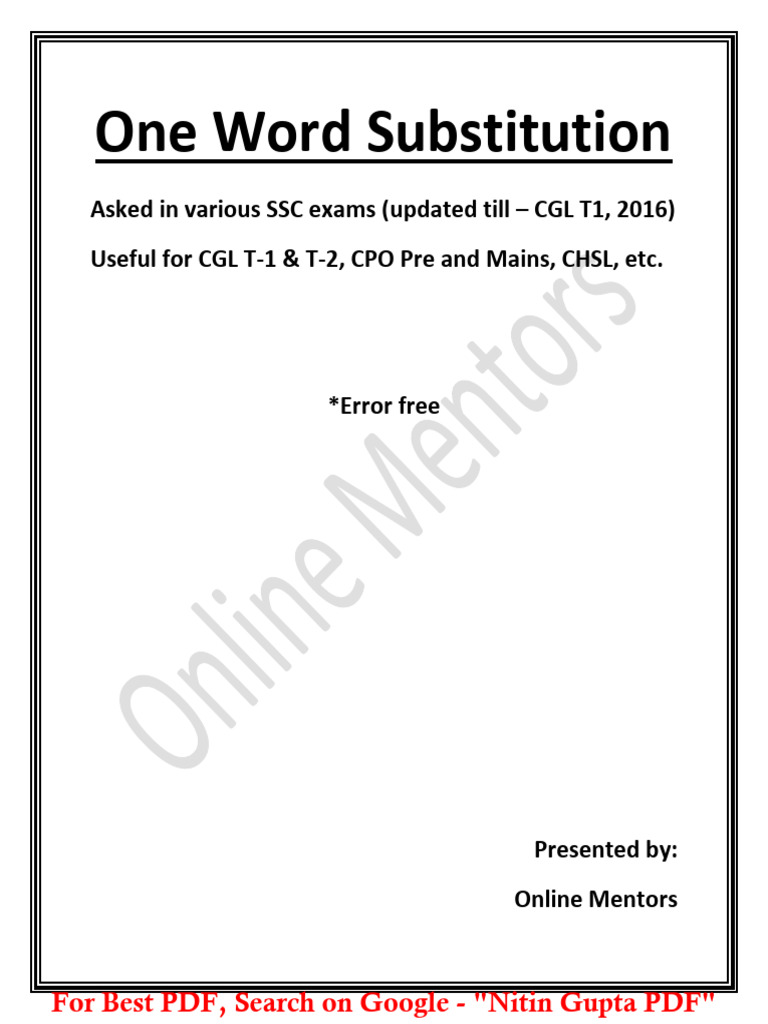 General English - One Word Substitution | PDF | Sports & Recreation ...
