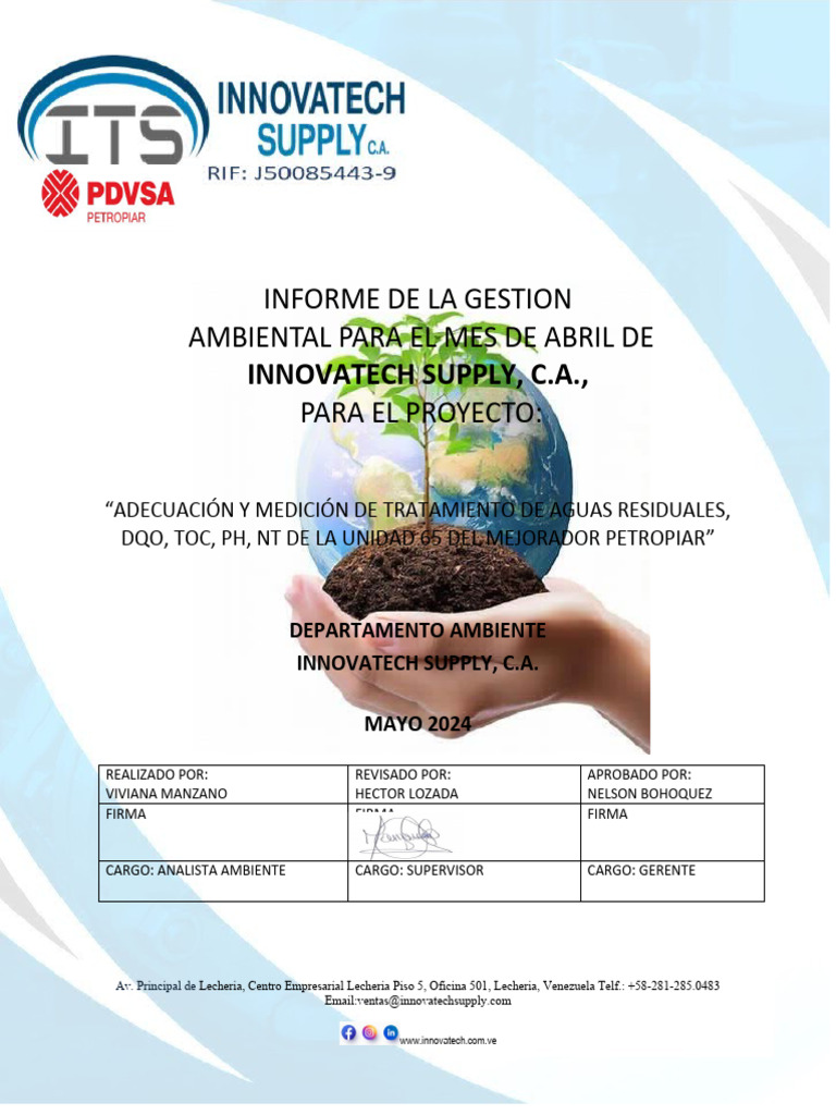 Gestión Ambiental Abril Petropiar | PDF | Lechería | Tratamiento de ...