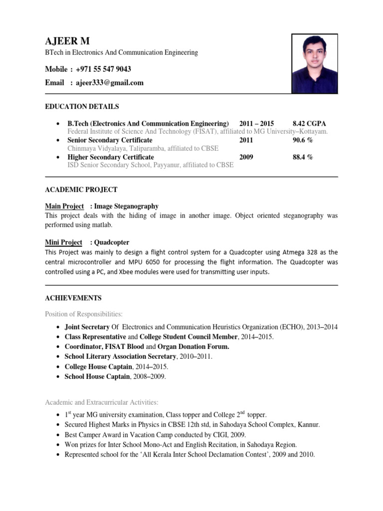 Ajeer.m - Resume | PDF | Computing | Computer Science