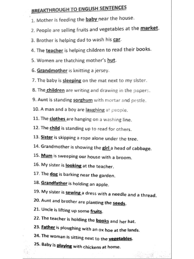 Breakthrough To English Sentences | PDF