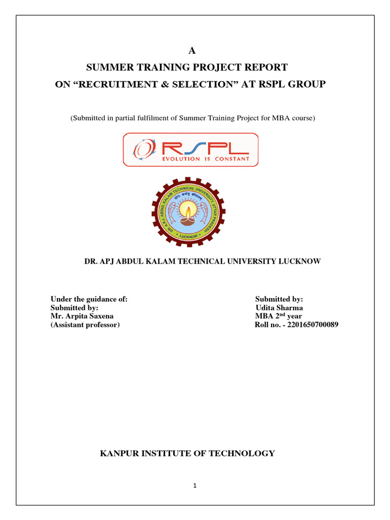 Summer-Training-Report-on-Recruitment Final | PDF | Recruitment | Human ...