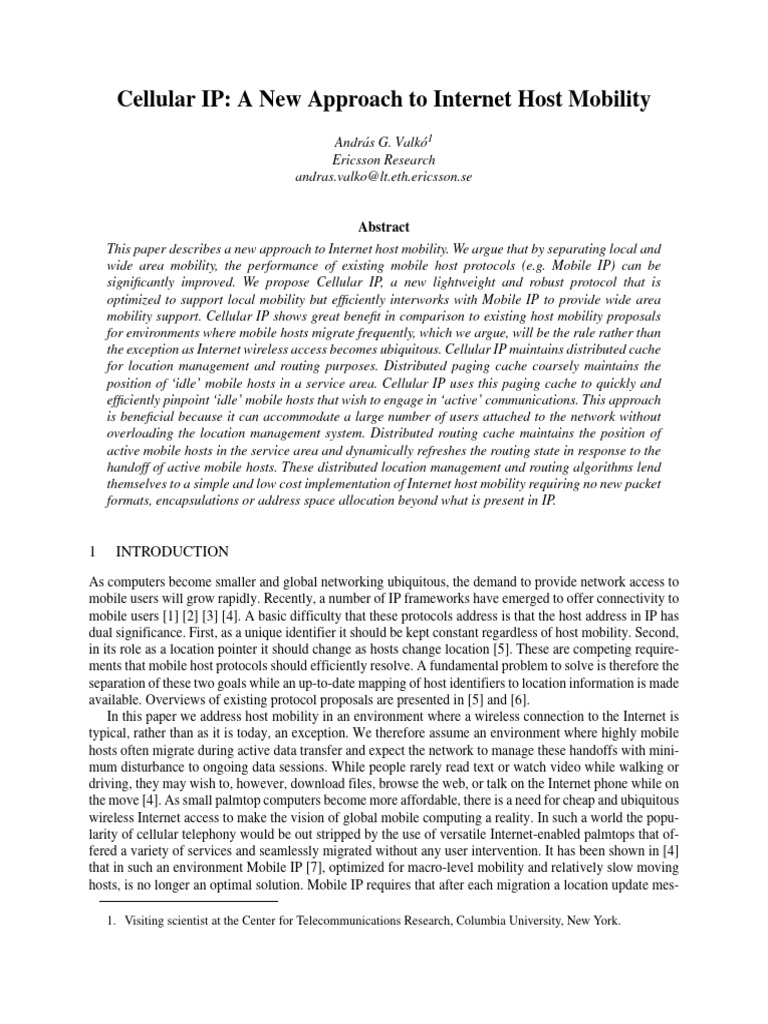 Cellular IP | PDF | Computer Network | Internet Protocols Cellular IP | PDF | Computer Network | Internet Protocols