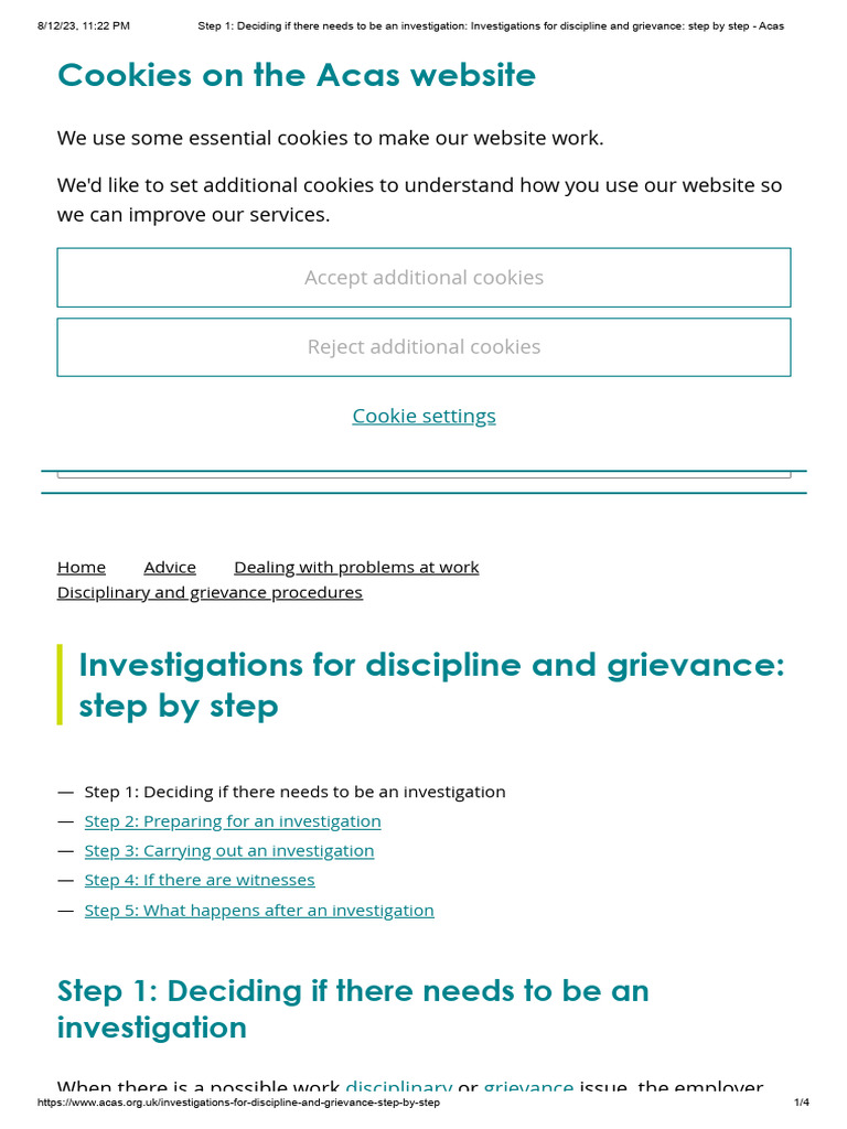 Step 1 - Deciding If There Needs To Be An Investigation ...