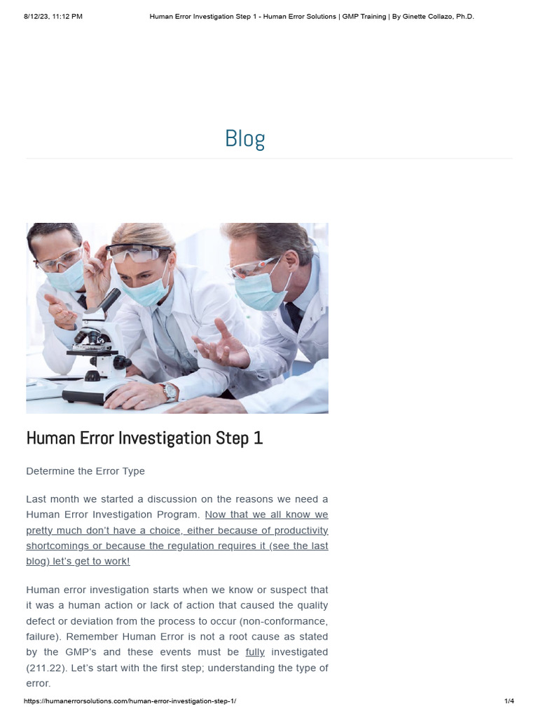 Identify Human Error Types in GMP | PDF | Intention | Error