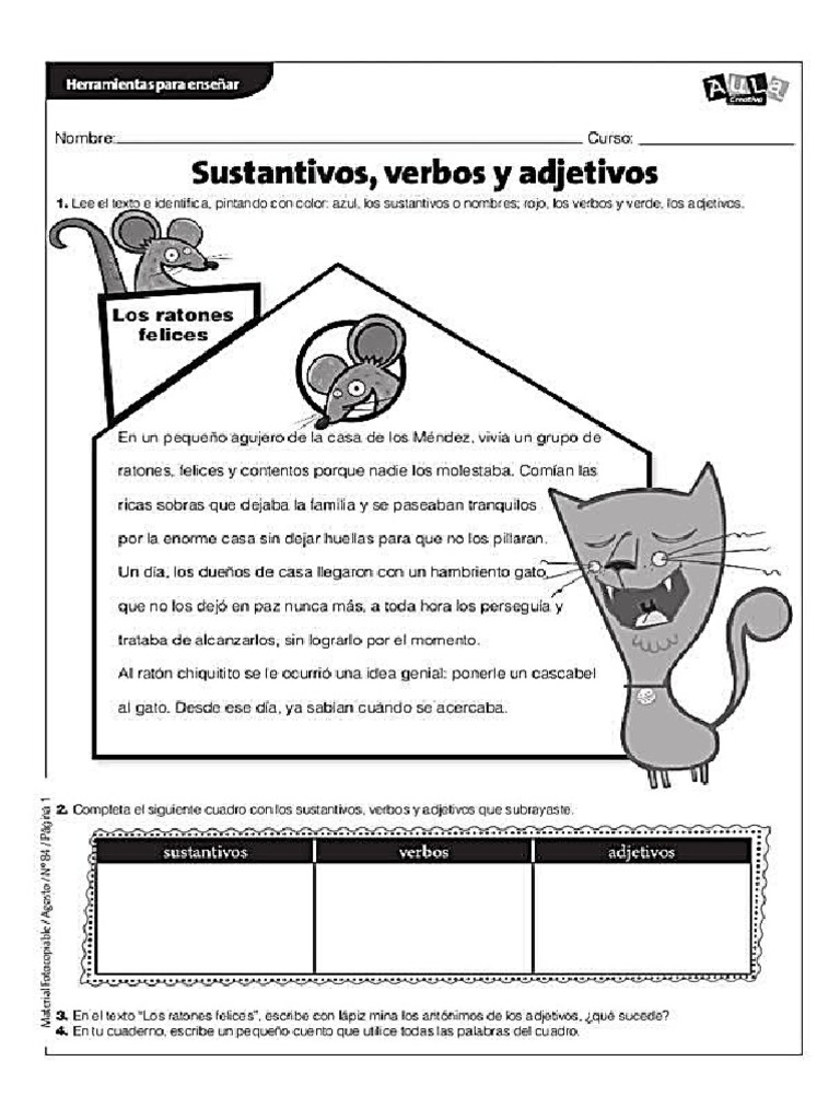 EVALUACION ADJE-SUST-VERB | PDF
