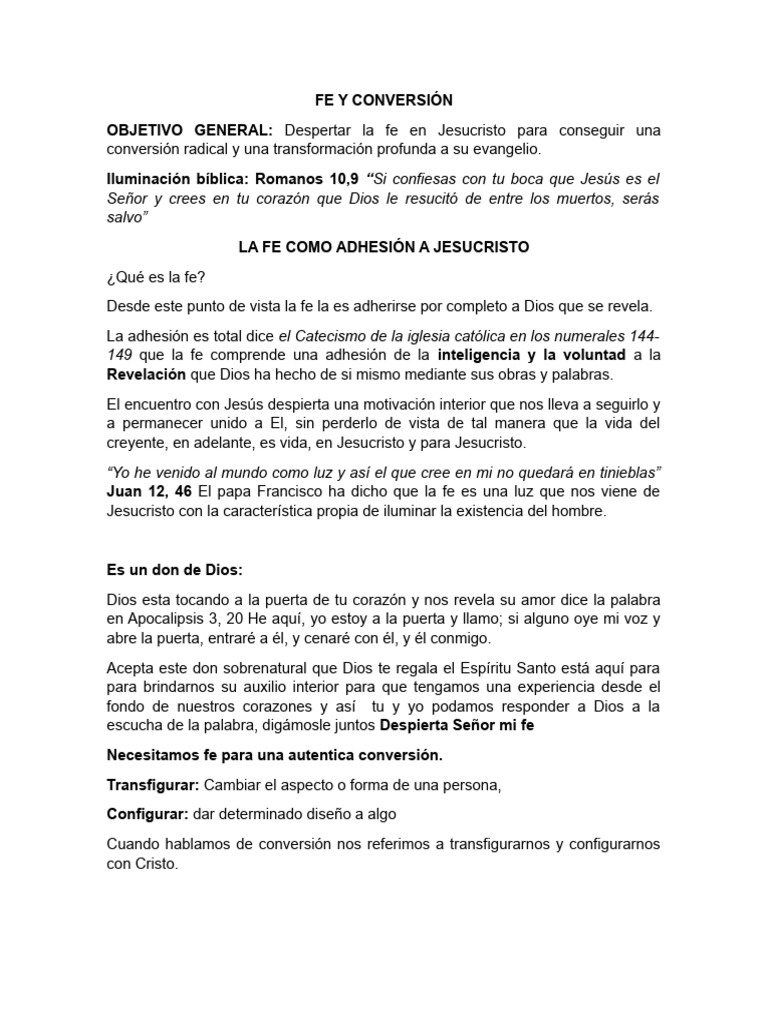 Fe y Conversión | PDF | Fe | Jesús