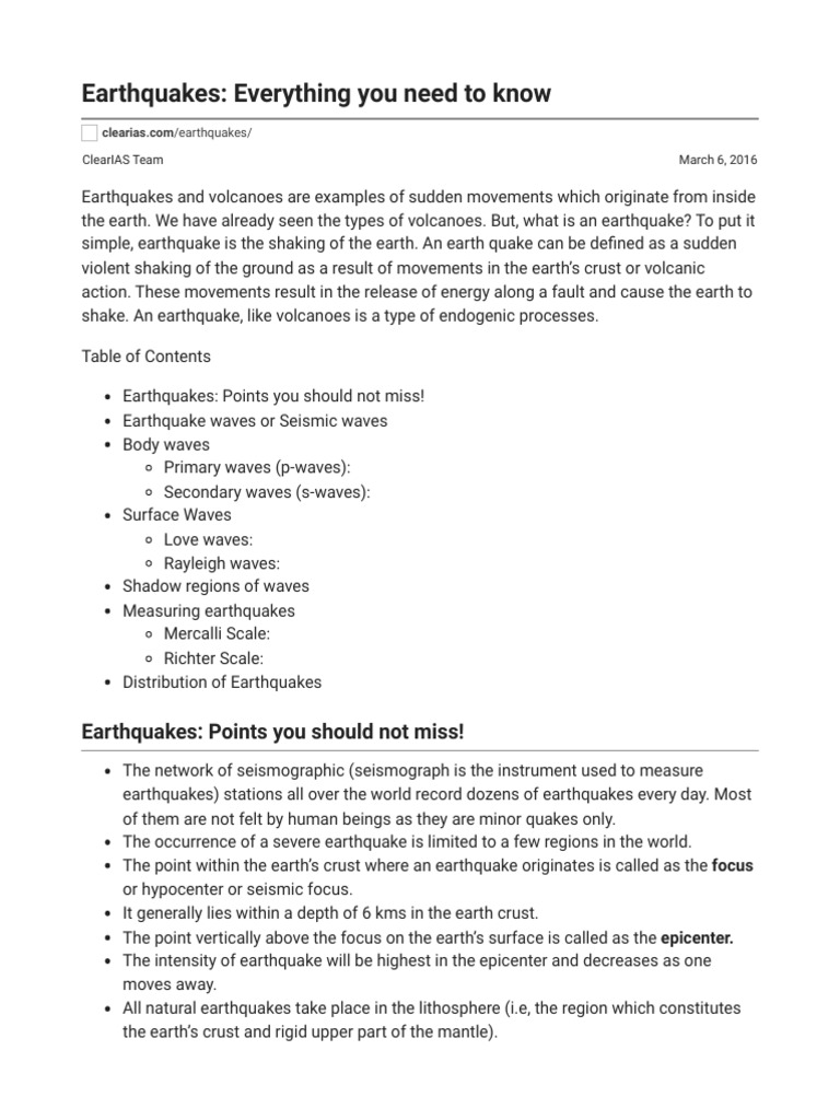 Understanding Earthquakes: Key Insights | PDF | Earthquakes | Seismology