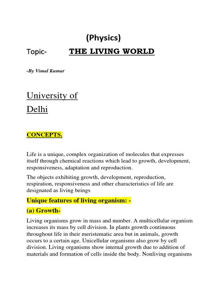 The Living World | PDF | Taxonomy (Biology) | Reproduction
