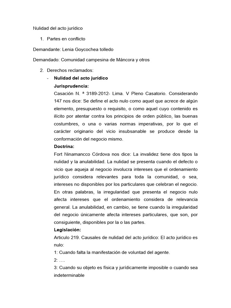 Nulidad Del Acto Jurídico-Ta2 | Descargar gratis PDF | Nulo (ley ...