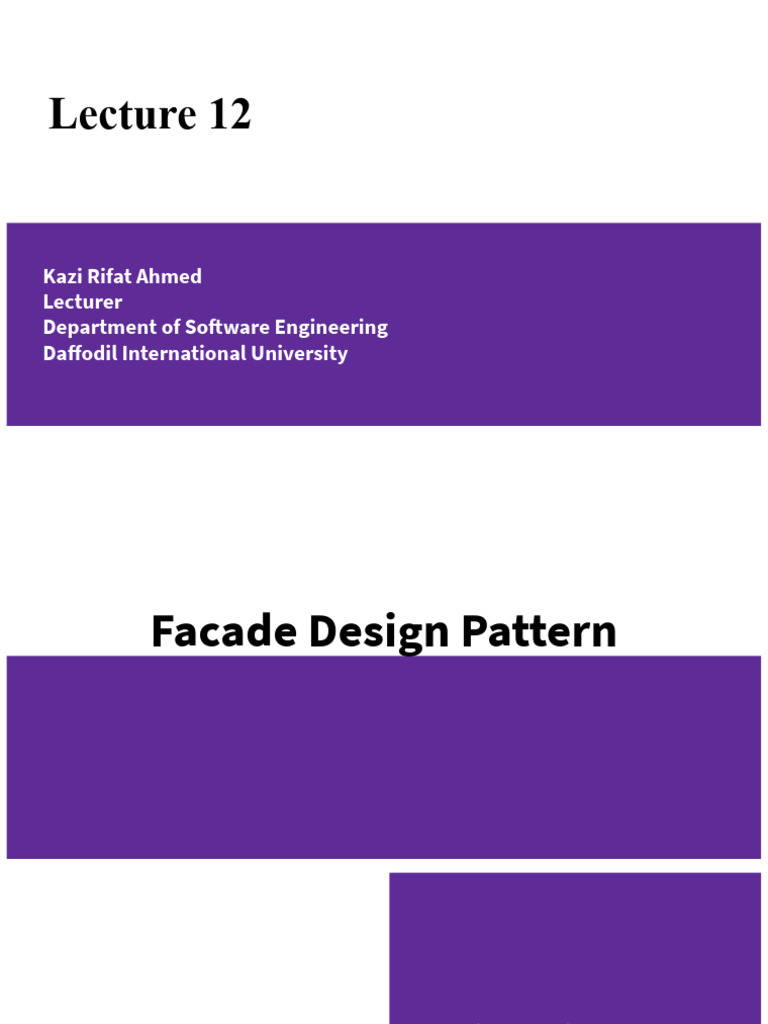 Lecture 12 - Facade Design Pattern | PDF | Class (Computer Programming ...