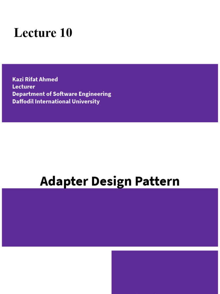 Lecture 10 - Adapter Design Pattern | PDF | Class (Computer Programming) | Interface (Computing)
