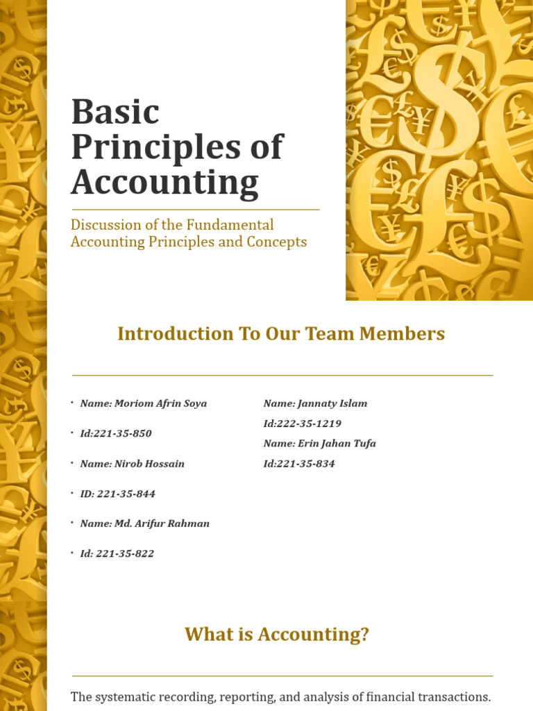 Basic Principles of Accounting Presentation | PDF | Financial Statement | Expense