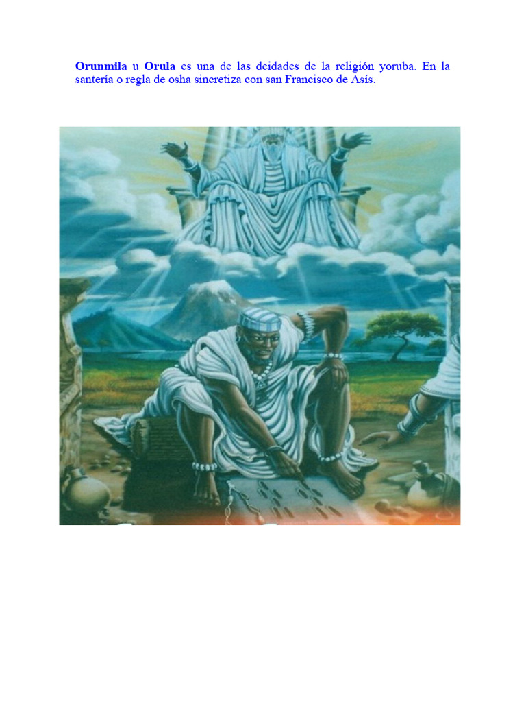 Orunmila U Orula Es Una de Las Deidades de La Religión Yoruba | PDF | Religión étnica | Creencia ...