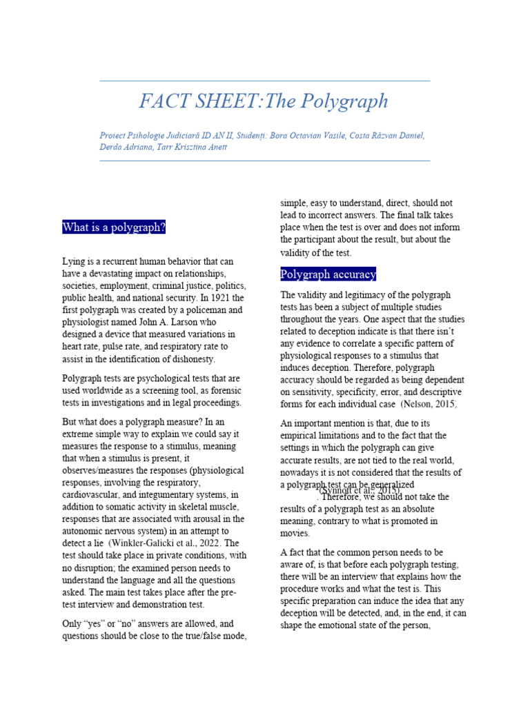 Fact Sheet Final | PDF | Polygraph | Neuroscience
