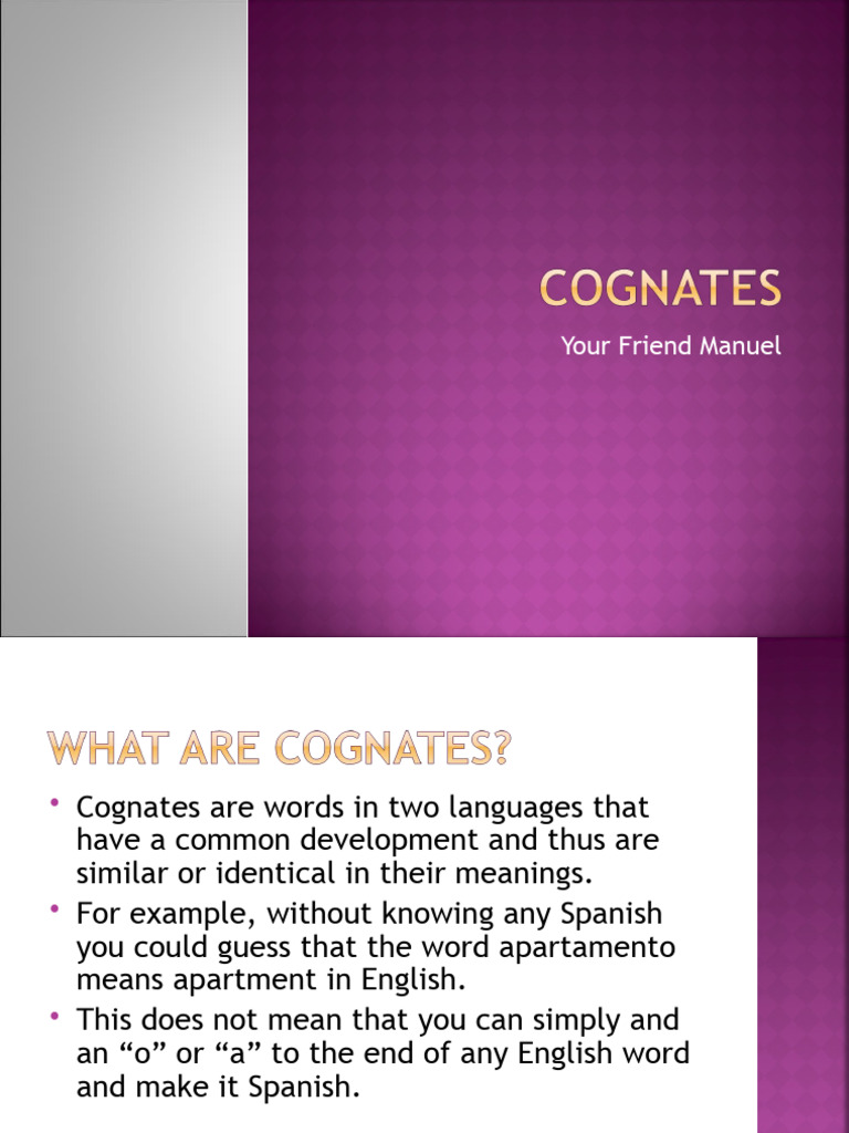Lesson 7 Basic 3 Cognates | PDF | Linguistics | Languages