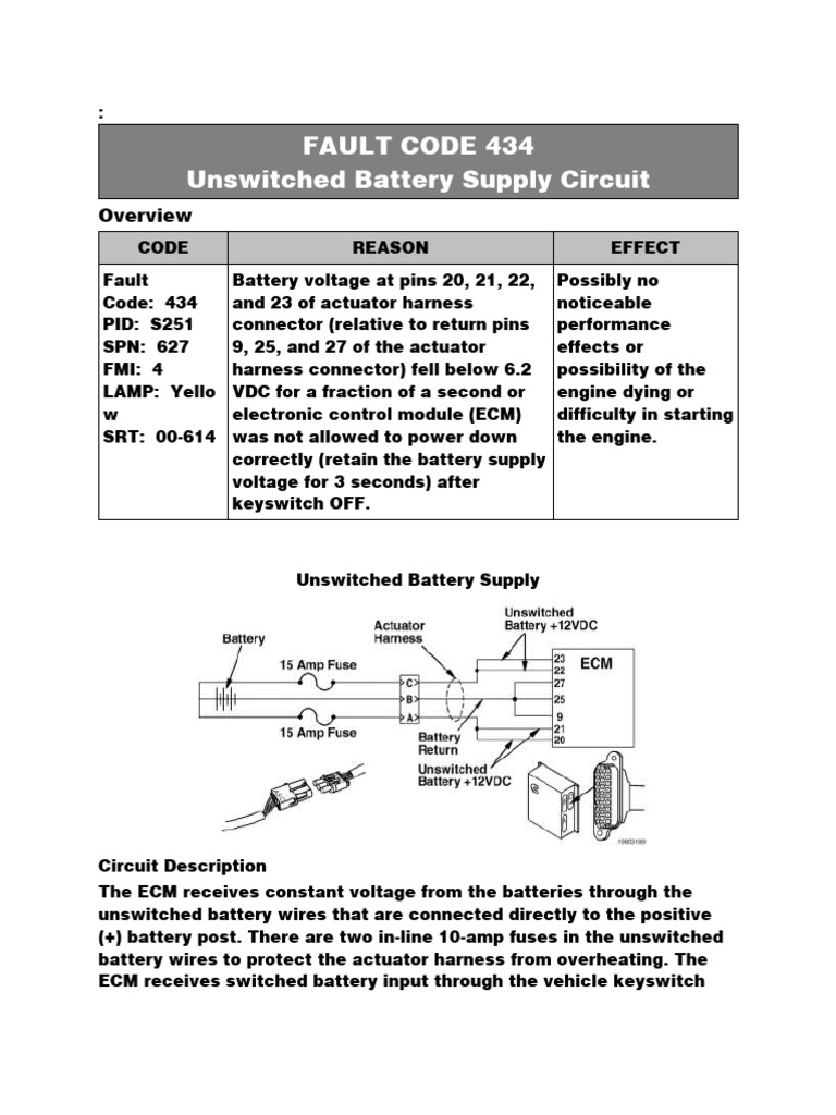 Fault Code 434 | PDF | Electrical Connector | Fuse (Electrical)
