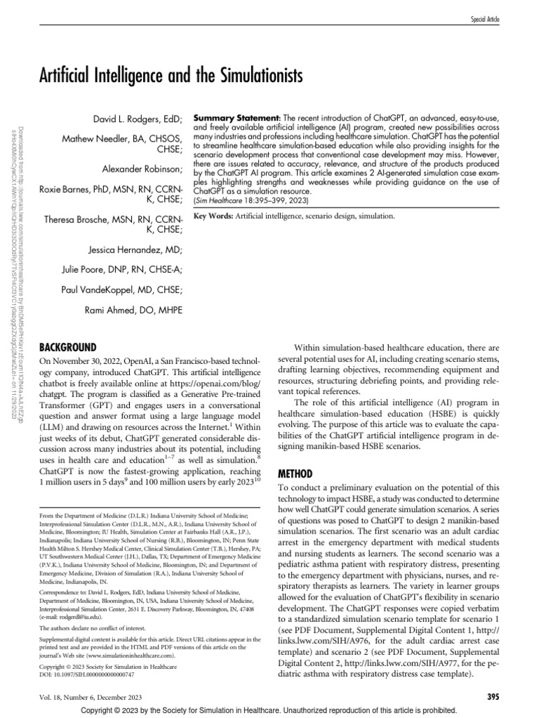 Artificial Intelligence and The Simulationists.7 | PDF | Simulation ...