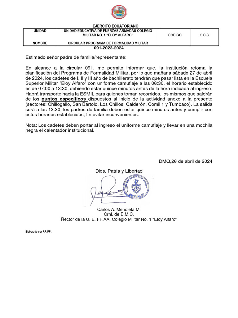 Cir 91a - Formalidad Militar-Abr-024 | PDF | Viajes y turismo | Historia