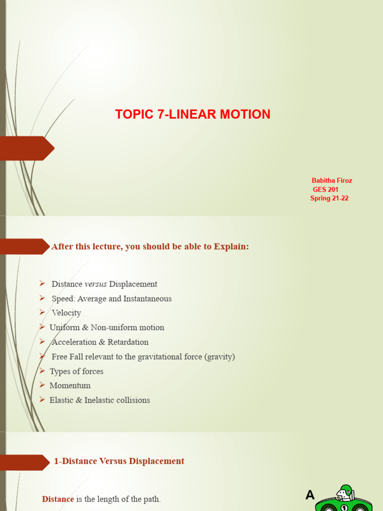 Topic 7. Linear Motion 2 | PDF | Speed | Collision